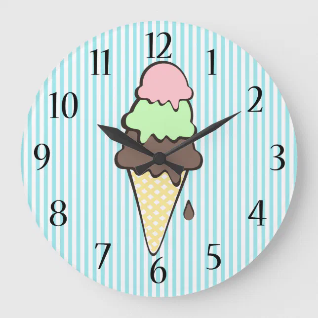 Ice Cream Cone Large Clock | Zazzle
