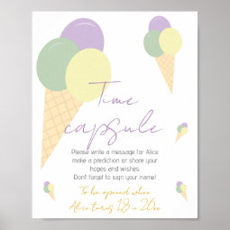 Ice Cream Cone Scoop Birthday Party Time Capsule Poster | Zazzle