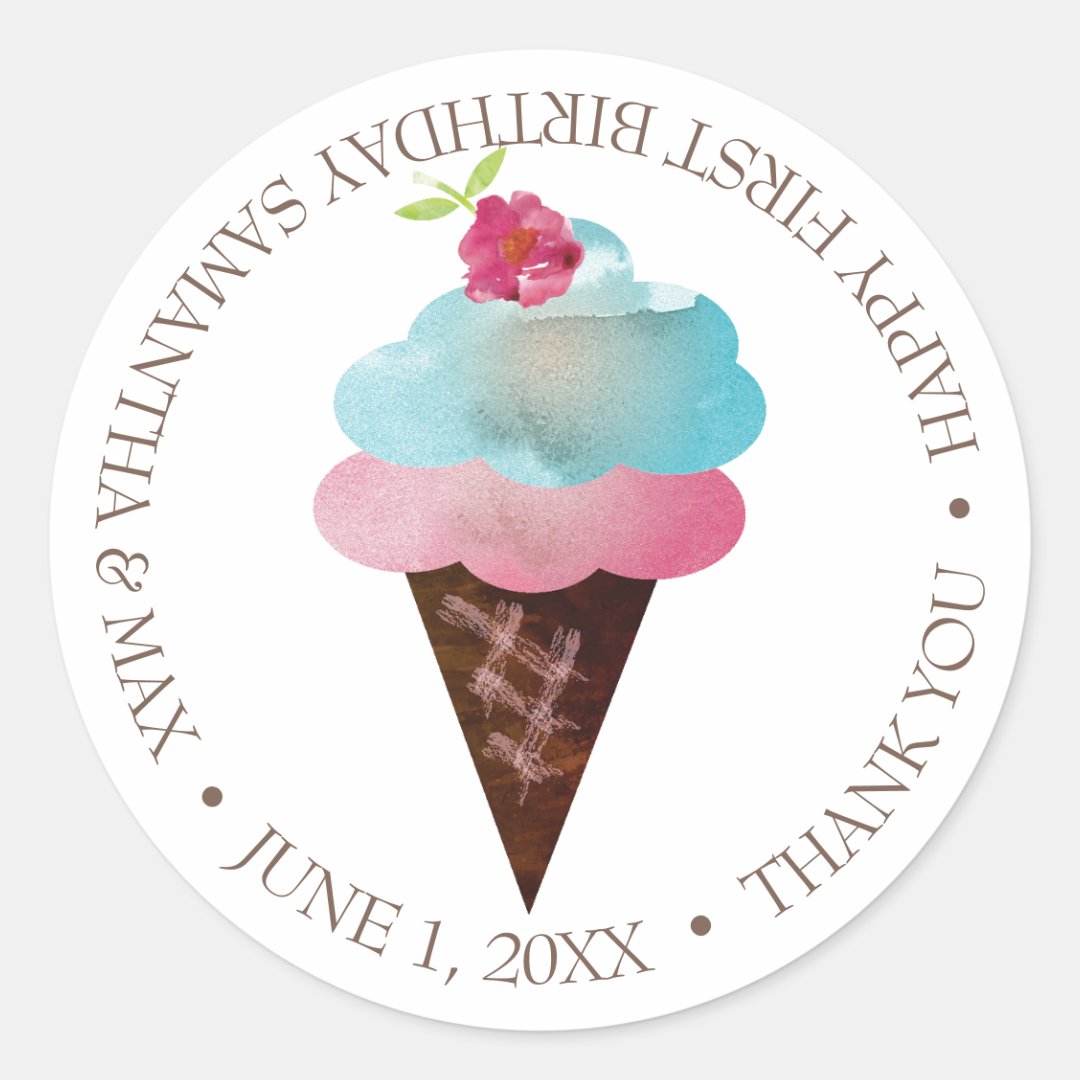 Ice Cream Cone Sticker | Zazzle