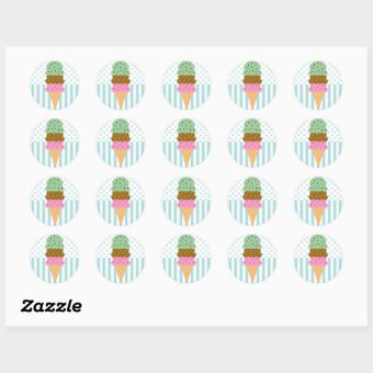 Ice Cream Cone Stickers | Zazzle