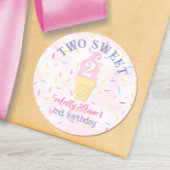 Ice Cream Cone Sweet ONE 1st Birthday Girl Classic Round Sticker | Zazzle