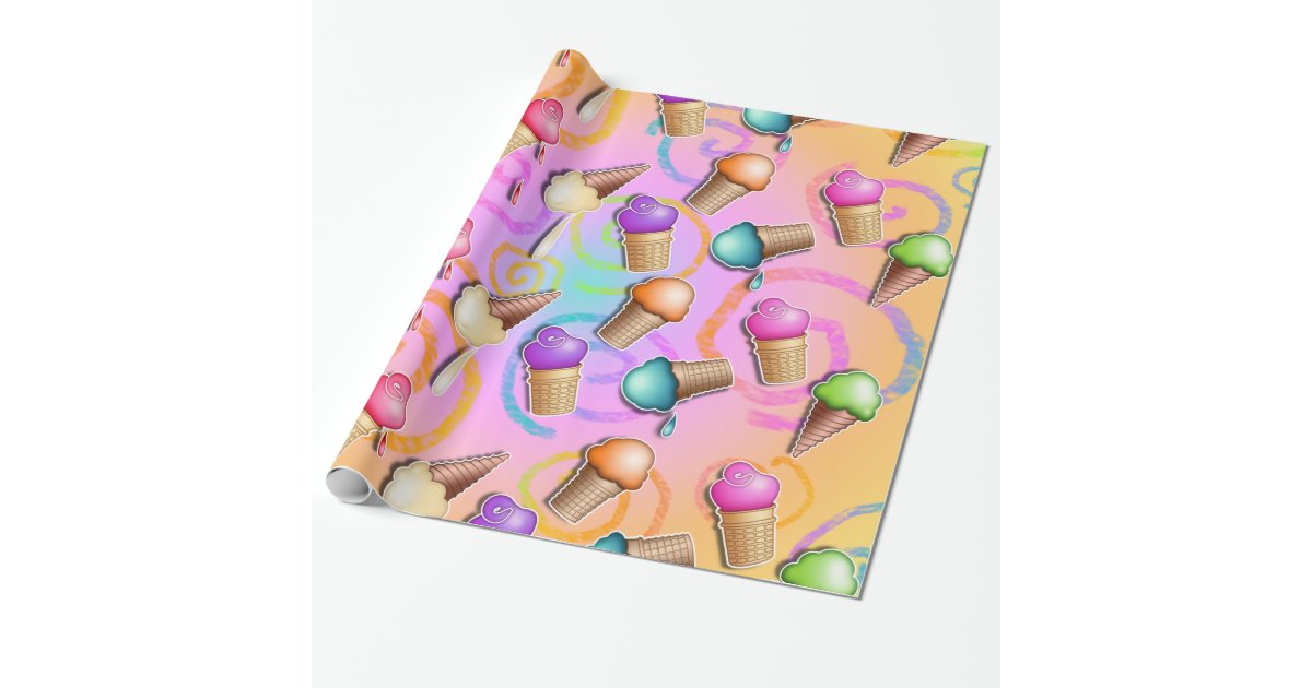 ICE CREAM CONE WRAPPING PAPER | Zazzle