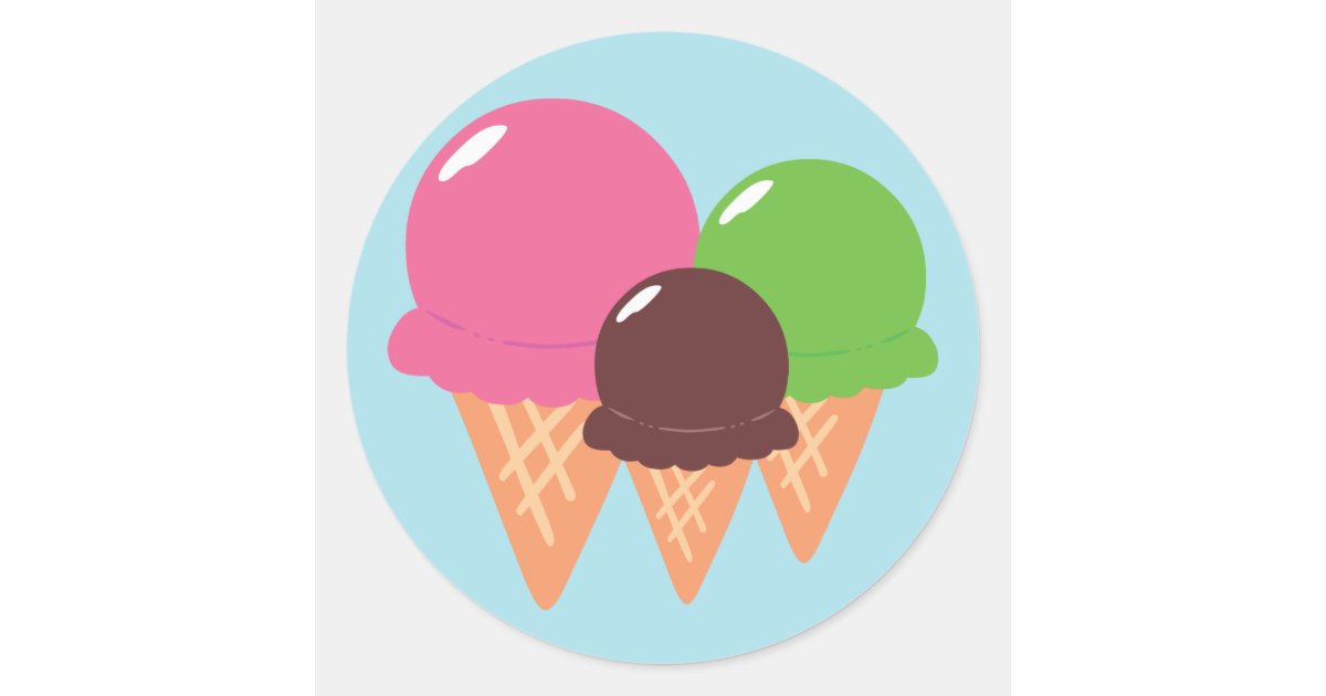 Ice Cream Cones Classic Round Sticker | Zazzle.com