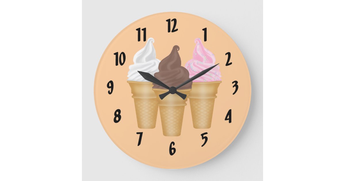 Ice Cream Cones Large Clock | Zazzle