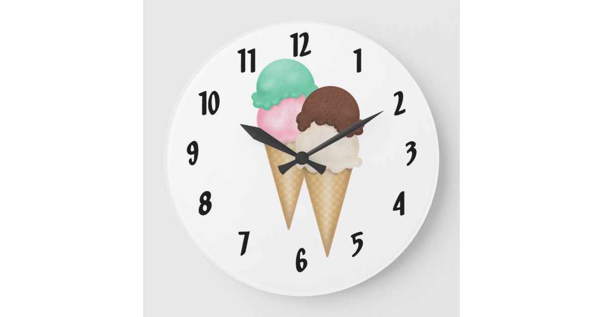 Ice Cream Cones Large Clock | Zazzle