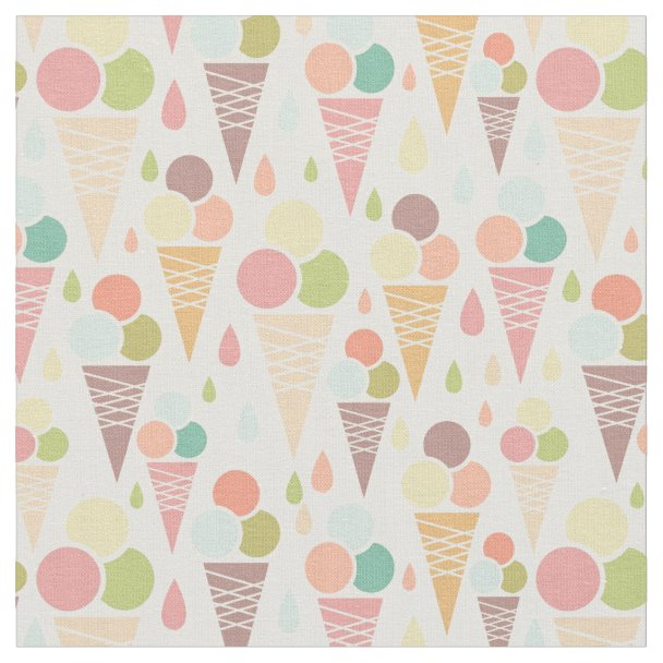 Ice Cream Cones Patterned Fabric | Zazzle