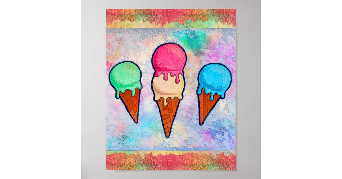 Ice Cream Cones Poster | Zazzle