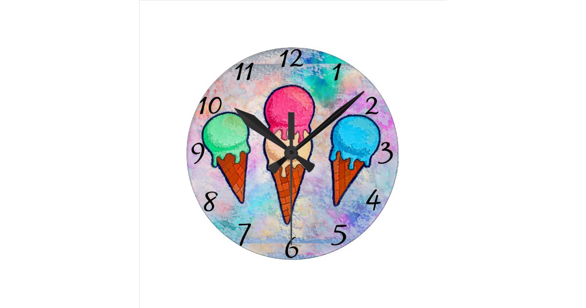 Ice Cream Cones Wall Clock | Zazzle.com