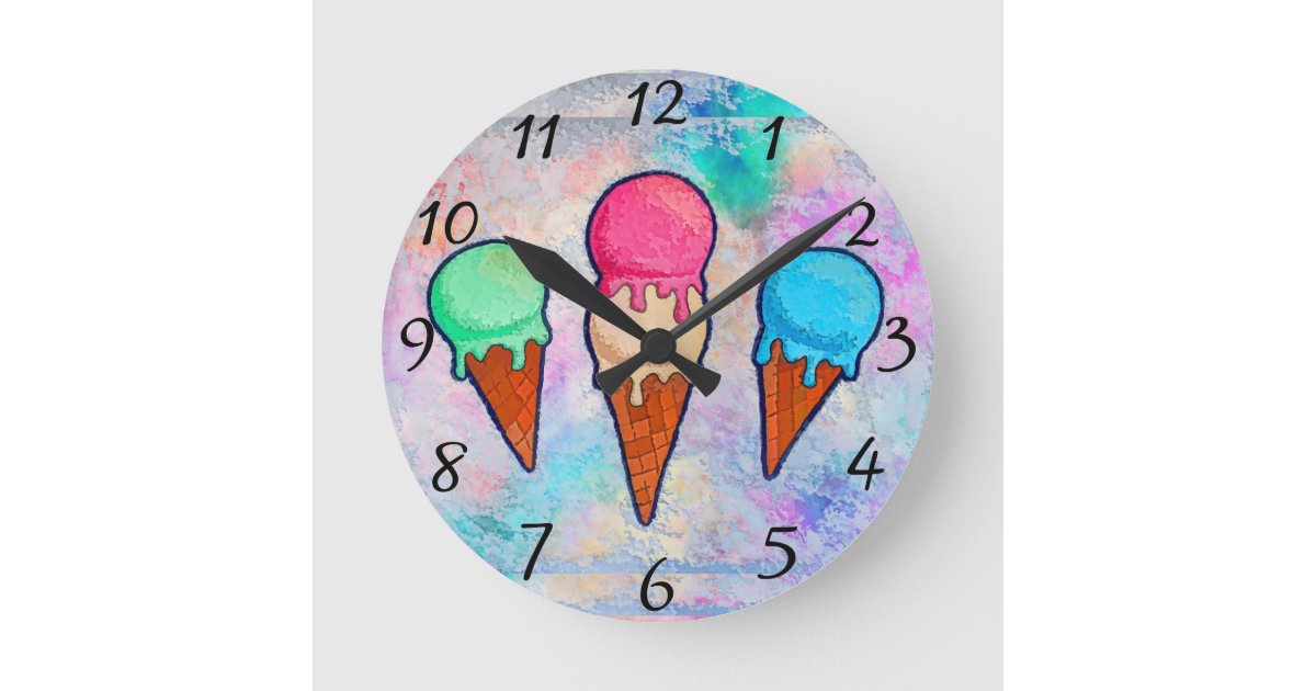 Ice Cream Cones Wall Clock | Zazzle