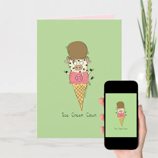 Ice Cream Cown - Funny Cow Pun Card | Zazzle