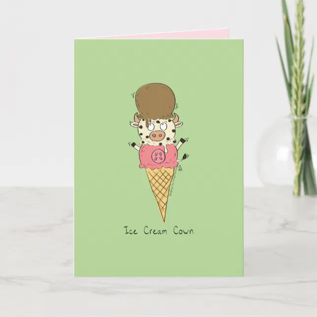 Ice Cream Cown - Funny Cow Pun Card | Zazzle