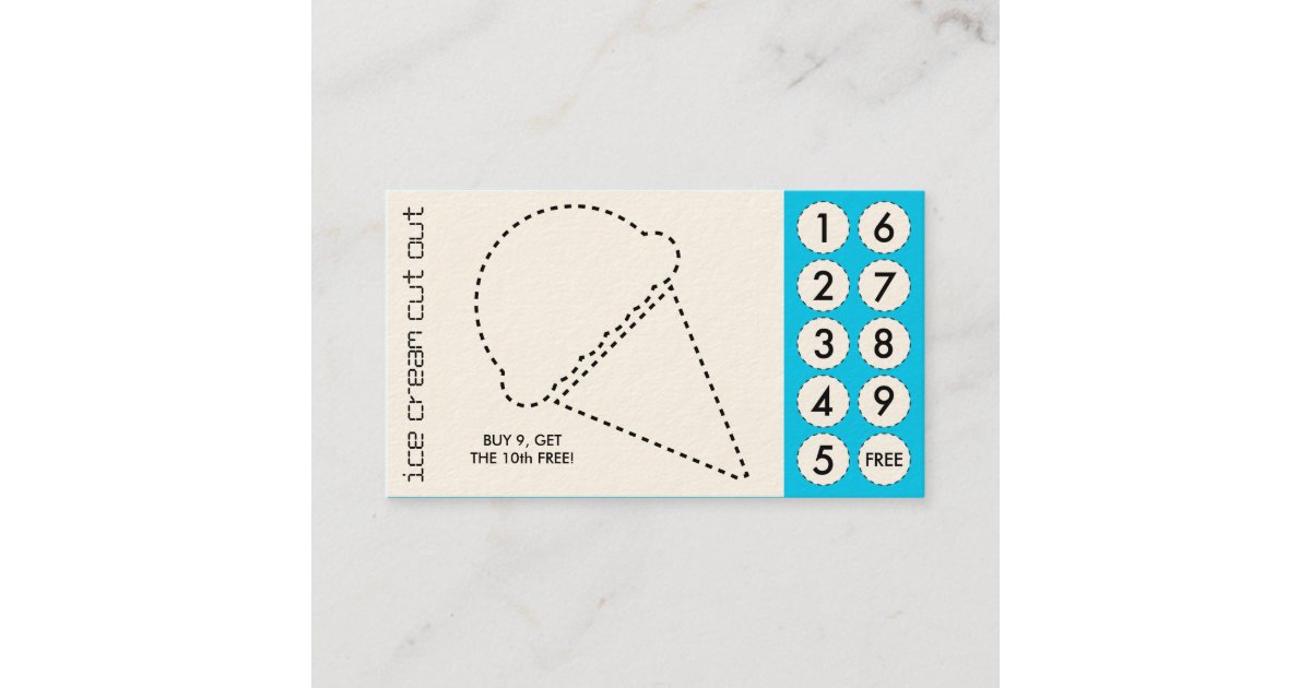 ice cream cut out punch cards | Zazzle