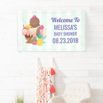 Ice Cream Desserts Baby Shower Welcome Banner | Zazzle