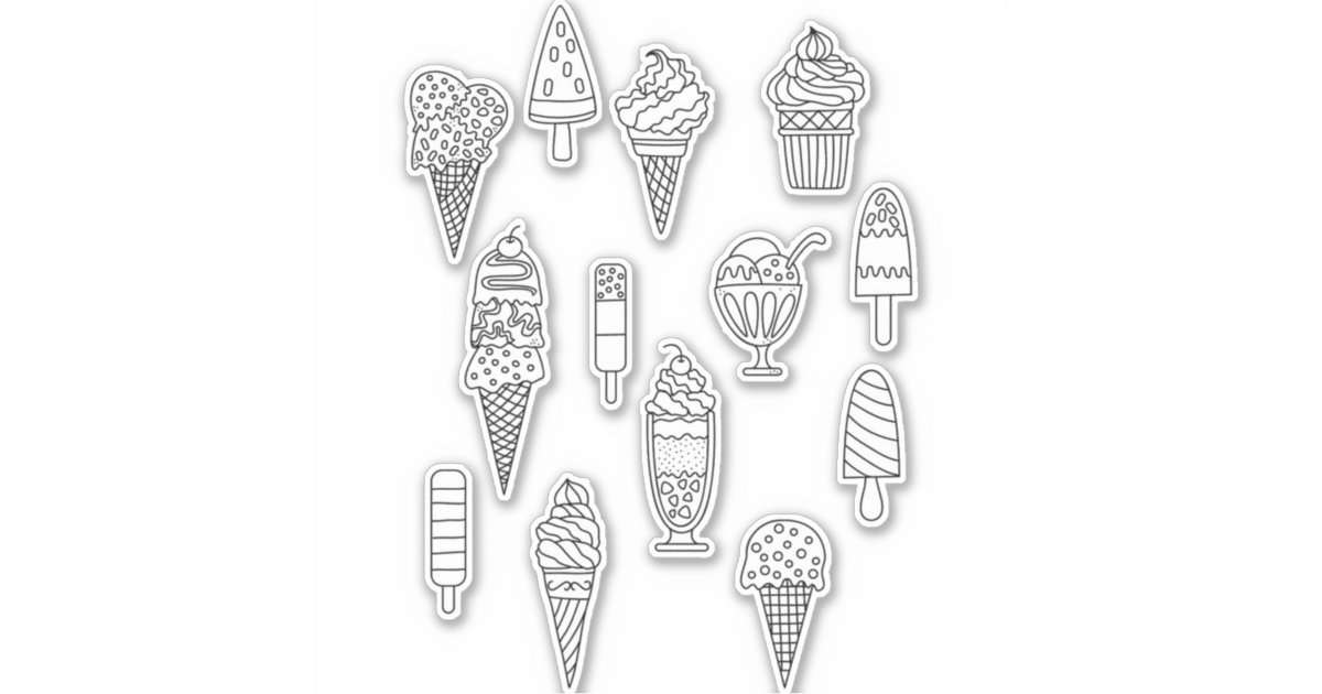 Ice Cream Drawing Sticker | Zazzle