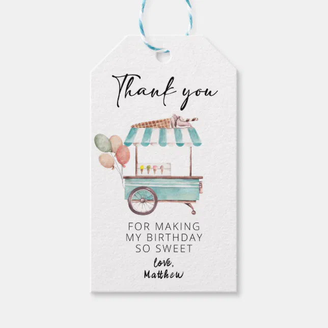 Ice Cream Favor Summer birthday Gift Tags | Zazzle