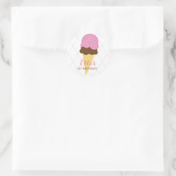 Ice Cream First Birthday Party Stickers | Zazzle
