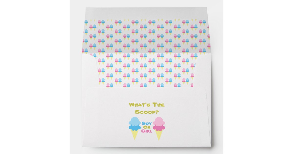 Ice Cream Gender Reveal Envelope | Zazzle