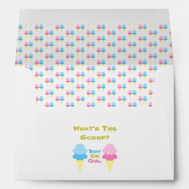 Ice Cream Gender Reveal Envelope | Zazzle