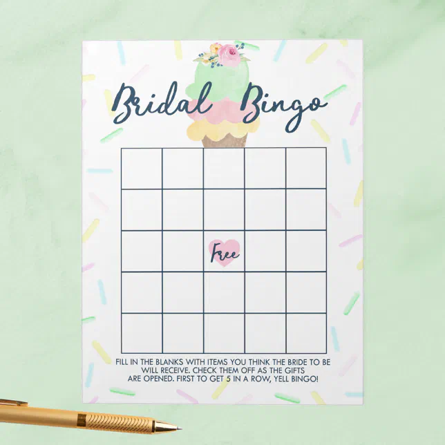 Ice Cream Gift Bingo Bridal Shower Game Pack Notepad | Zazzle
