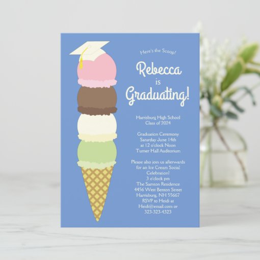 Ice Cream Graduation Social Party Invitation | Zazzle