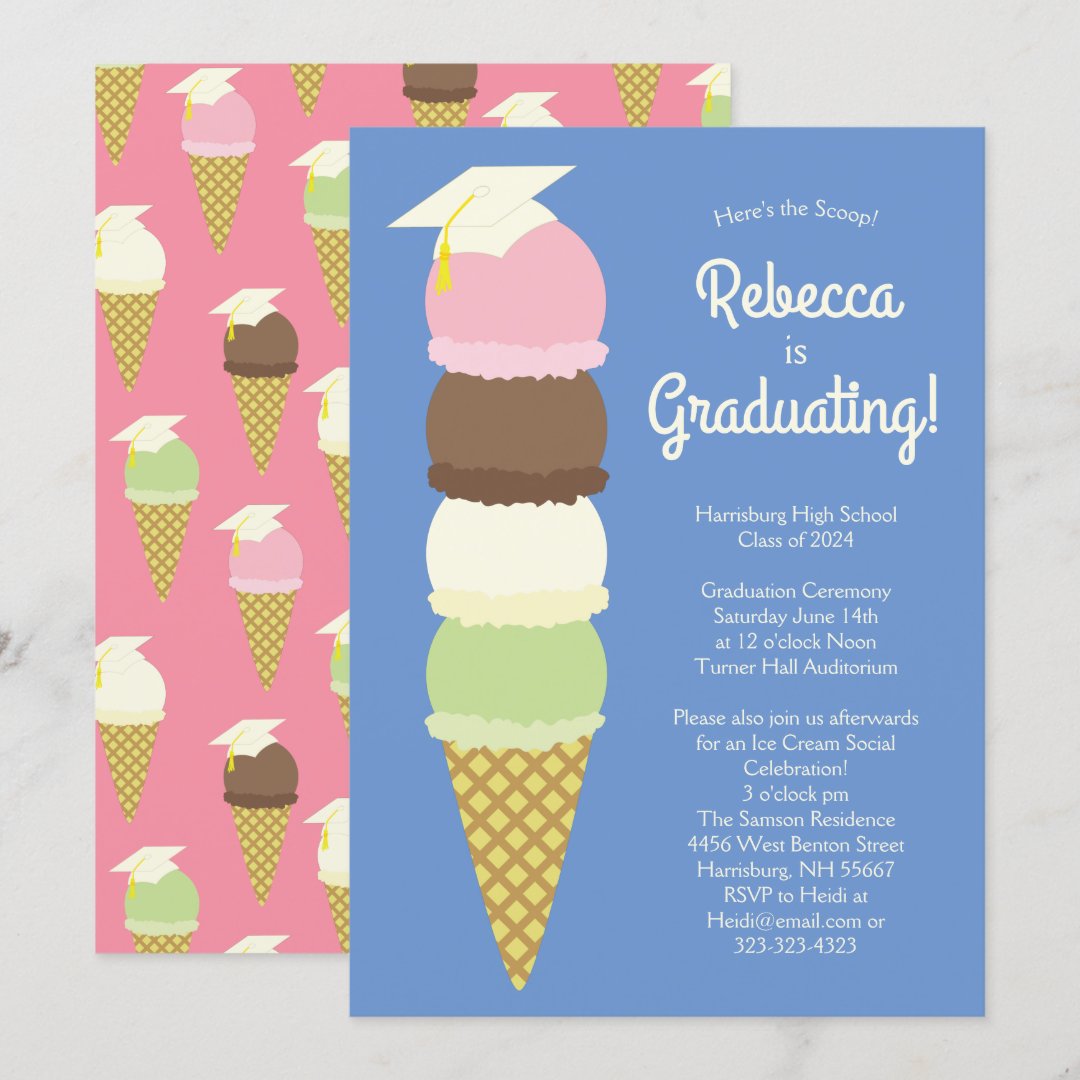 Ice Cream Graduation Social Party Invitation | Zazzle