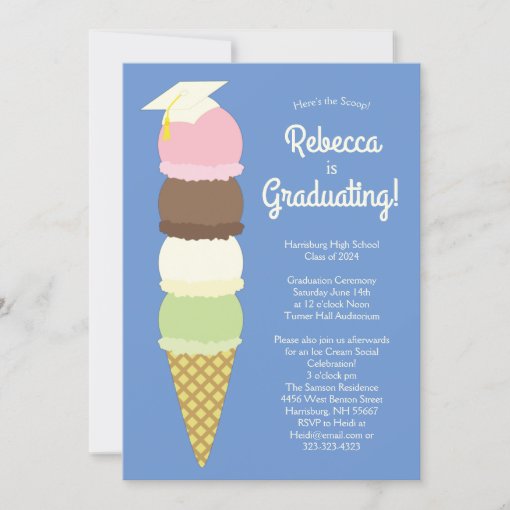 Ice Cream Graduation Social Party Invitation | Zazzle