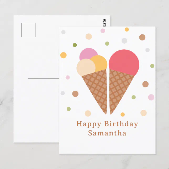 Ice Cream Happy Birthday Postcard | Zazzle