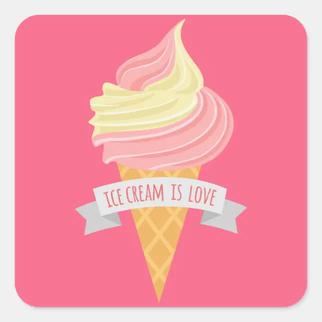 Ice cream is love word art food sticker | Zazzle