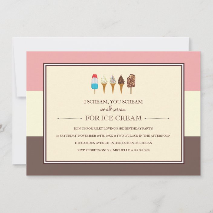 Ice Cream Kids Birthday Party Invitations | Zazzle.com