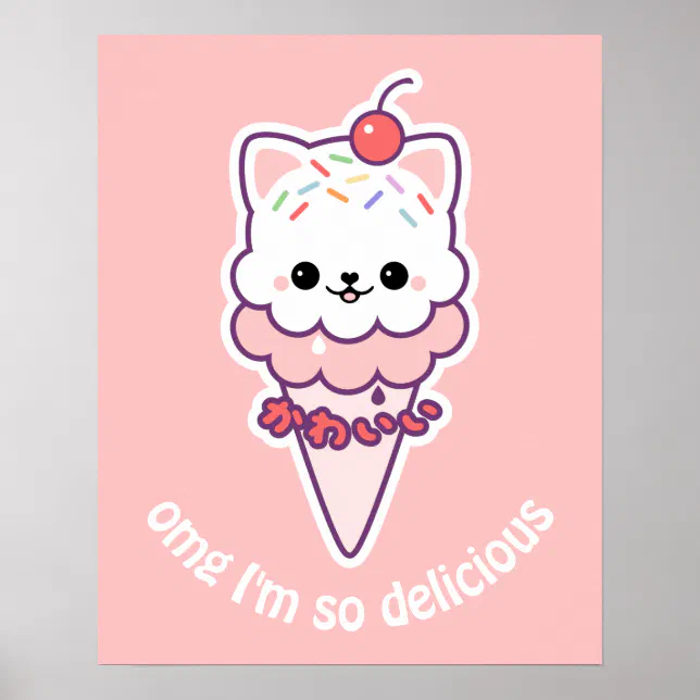 Ice Cream Kitty Poster | Zazzle
