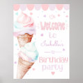 Ice cream modern girl birthday party welcome poster | Zazzle