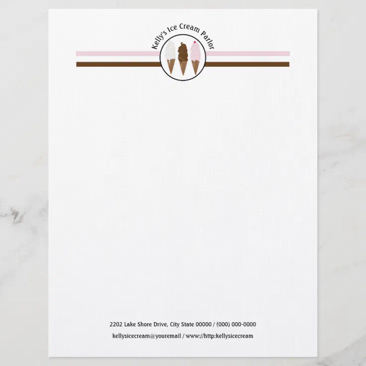 Ice Cream Parlor Logo Letterhead | Zazzle