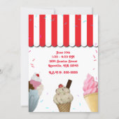 Ice Cream Parlor Party Birthday Celebration Red Invitation | Zazzle