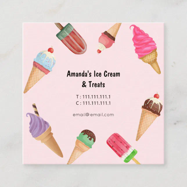 Ice Cream Parlor Shop Pink Business Card | Zazzle