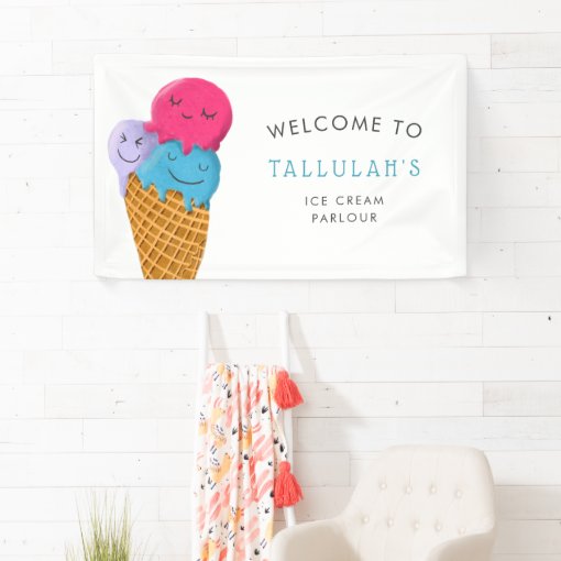 Ice Cream Parlour Birthday Party Welcome Banner | Zazzle