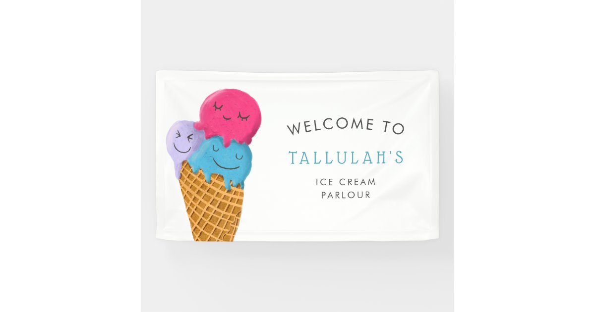 Ice Cream Parlour Birthday Party Welcome Banner | Zazzle