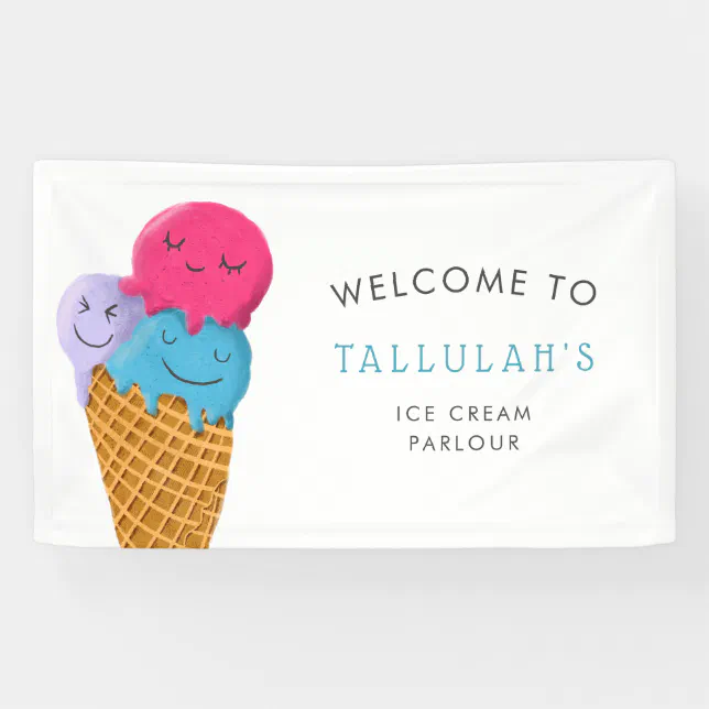 Ice Cream Parlour Birthday Party Welcome Banner | Zazzle