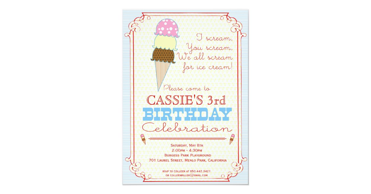 Ice Cream Party Invitation | Zazzle.com