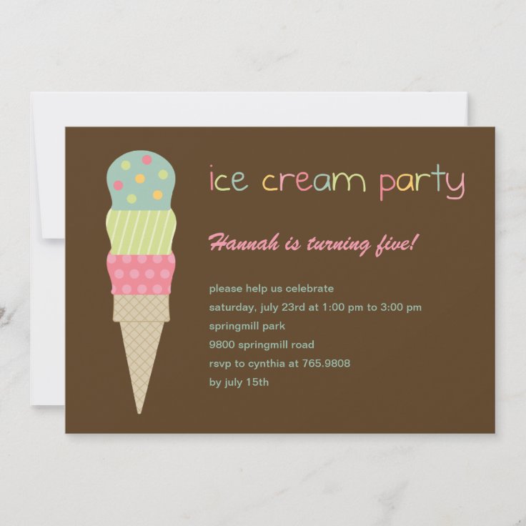 Ice Cream Party Invitation | Zazzle