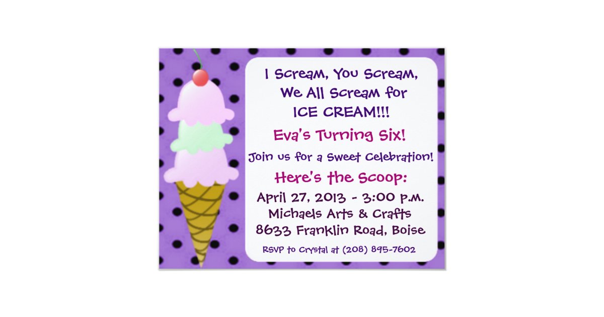 Ice Cream Party Invitation | Zazzle.com
