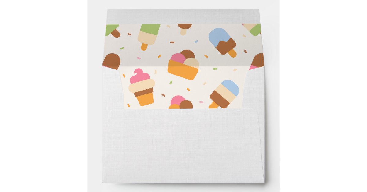 Ice Cream Pattern, Ice Cream Cone, Ice Popsicle Envelope | Zazzle