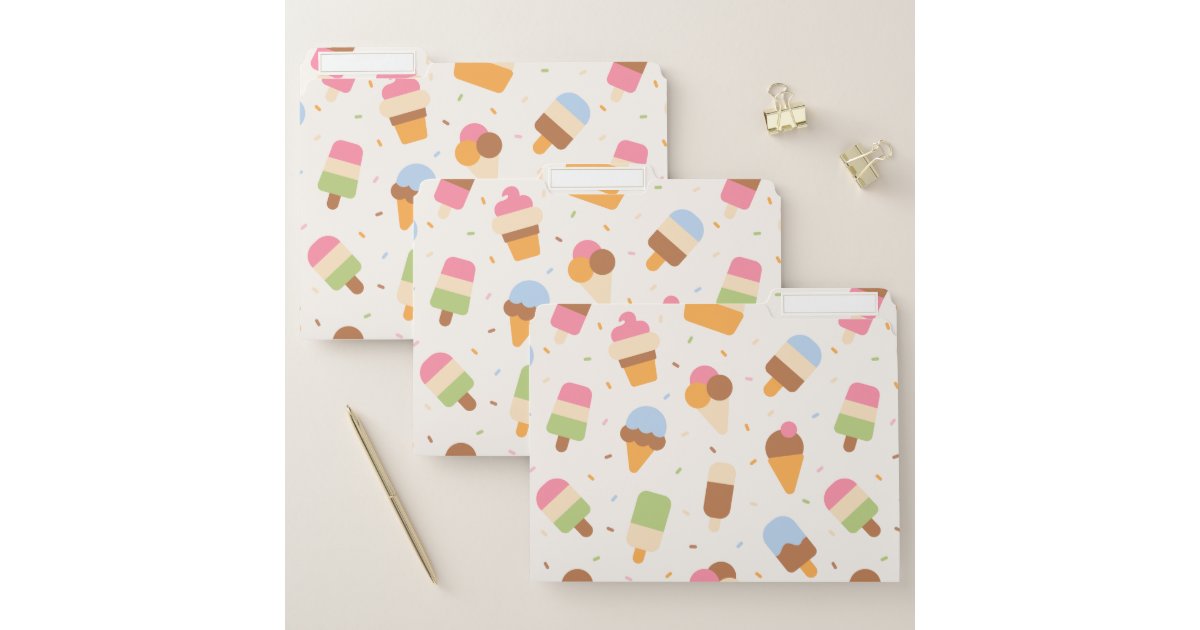 Ice Cream Pattern, Ice Cream Cone, Ice Popsicle File Folder | Zazzle