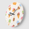 Ice Cream Pattern, Ice Cream Cone, Ice Popsicle Large Clock | Zazzle