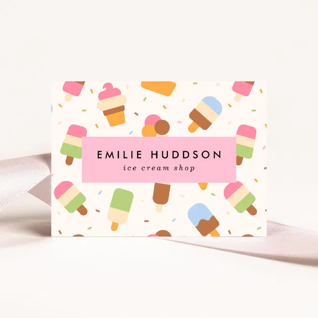 Ice Cream Pattern, Ice Cream Shop, Ice Cream Parlo Business Card | Zazzle