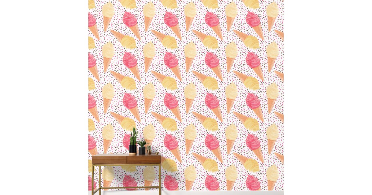 Ice Cream Pattern Wallpaper | Zazzle