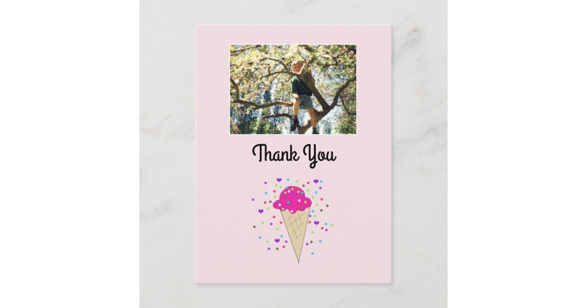 Ice Cream Photo Thank You Postcard | Zazzle