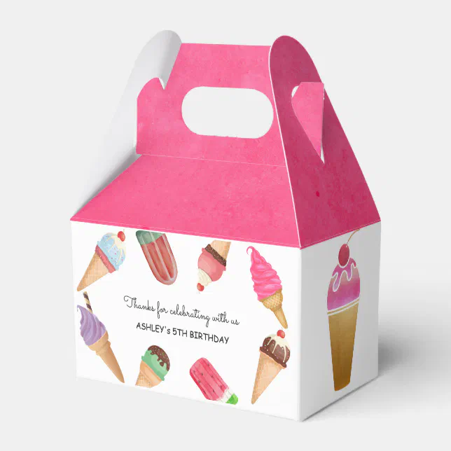 Ice Cream Pink Blue Brown Food Popsicle Favor Box | Zazzle