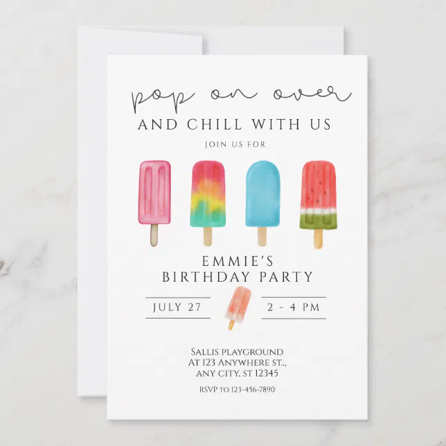 Ice cream Pool Birthday Invitation Pop On Over | Zazzle