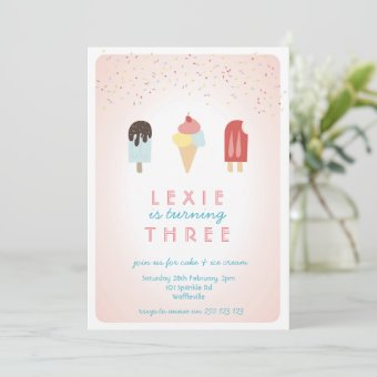 Ice Cream & Popsicle Summer Invitation Pink | Zazzle