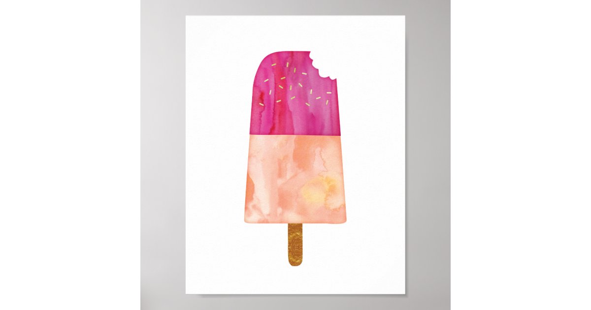 Ice cream popsicle watercolor print poster | Zazzle